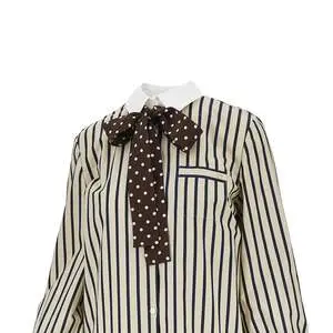 Valentino Garavani Striped Cotton Poplin Shirt With Polka Dot Silk Scarf Detail