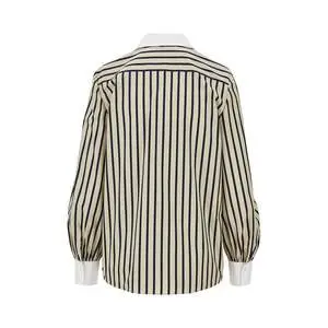 Valentino Garavani Striped Cotton Poplin Shirt With Polka Dot Silk Scarf Detail