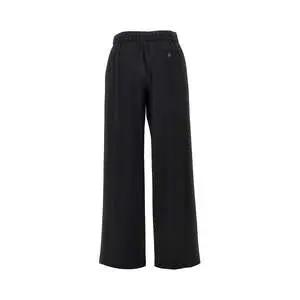Loewe Tailored Wool Canvas Wide Leg Pants With Elasticated Logo Waist