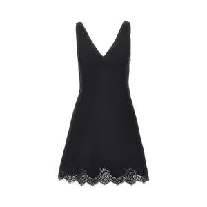 Valentino Garavani Crepe Couture Mini Dress With Lace Trimming - Black