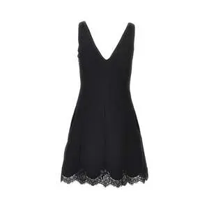 Valentino Garavani Crepe Couture Mini Dress With Lace Trimming
