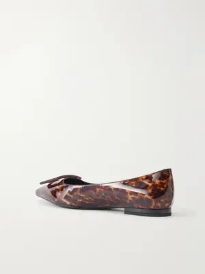 ROGER VIVIER Gommettine 5 Printed Patent-leather Flats - Tortoiseshell