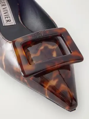 ROGER VIVIER Gommettine 5 Printed Patent-leather Flats - Tortoiseshell