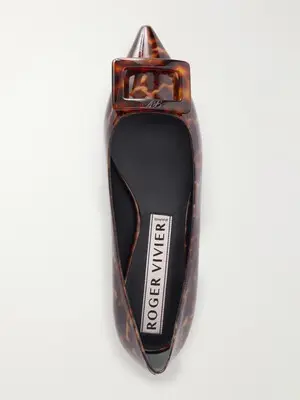 ROGER VIVIER Gommettine 5 Printed Patent-leather Flats - Tortoiseshell