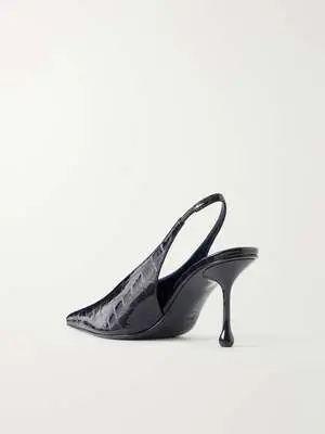 JIMMY CHOO Isa 80 Croc-effect Leather Slingback Pumps