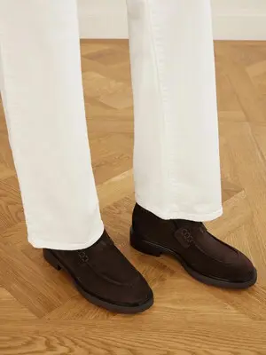 GIANVITO ROSSI Suede Penny Loafer Ankle Boots - Brown