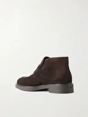 GIANVITO ROSSI Suede Penny Loafer Ankle Boots - Brown
