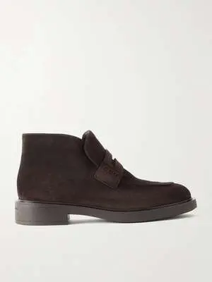 GIANVITO ROSSI Suede Penny Loafer Ankle Boots