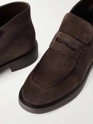 GIANVITO ROSSI Suede Penny Loafer Ankle Boots