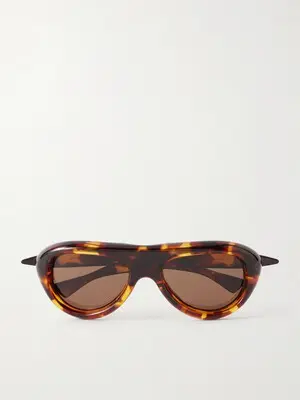 Bottega Veneta Sardine Aviator-style Injected Sunglasses - Tortoiseshell