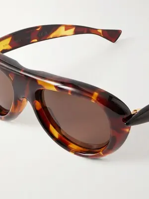 Bottega Veneta Sardine Aviator-style Injected Sunglasses - Tortoiseshell