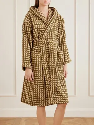 AUTUMN SONATA Hanna Printed Cotton-terry Bathrobe
