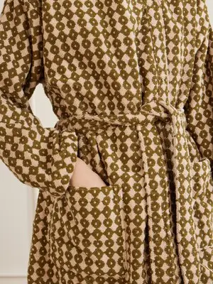 AUTUMN SONATA Hanna Printed Cotton-terry Bathrobe
