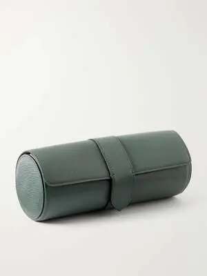 Smythson Full-grain Leather Watch Roll - Green