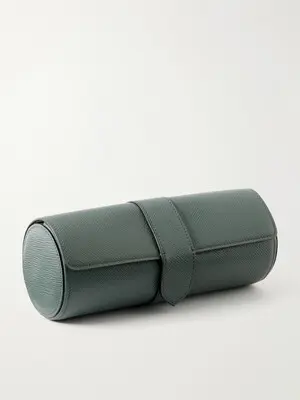 Smythson Full-grain Leather Watch Roll - Green