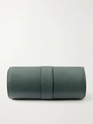 Smythson Full-grain Leather Watch Roll - Green