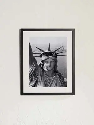 SONIC EDITIONS Framed 1951 Sightseeing From The Statue Of Liberty Print, 40" X 50 - Black