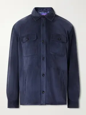 Ralph Lauren Purple Label Calloway Suede Jacket - Blue