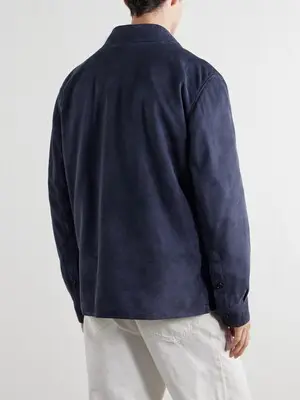 Ralph Lauren Purple Label Calloway Suede Jacket - Blue