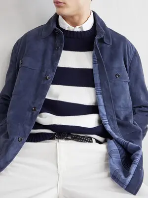 Ralph Lauren Purple Label Calloway Suede Jacket - Blue