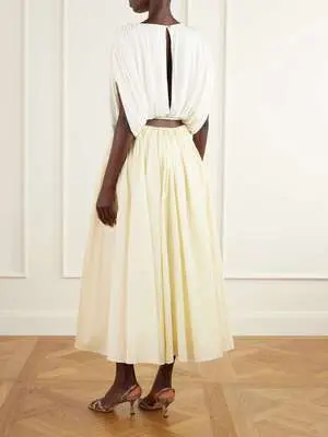 ABADIA Draped Stretch-jersey Blouse - White
