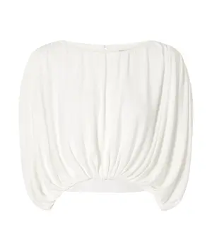 ABADIA Draped Stretch-jersey Blouse - White