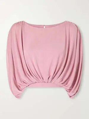 ABADIA Draped Stretch-jersey Blouse - Pink