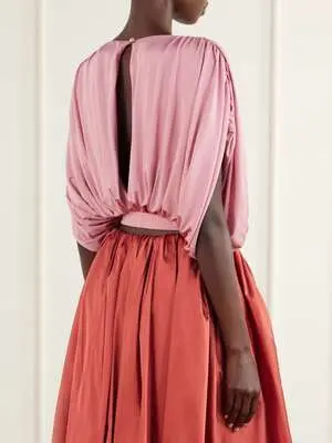 ABADIA Draped Stretch-jersey Blouse - Pink