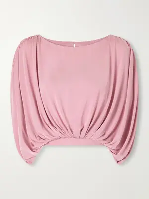 ABADIA Draped Stretch-jersey Blouse - Pink