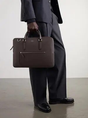 Smythson Full-grain Leather Briefcase - Brown