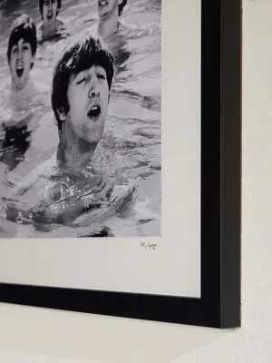 SONIC EDITIONS Framed 1964 Beatles Taking A Dip Print, 40" X 50