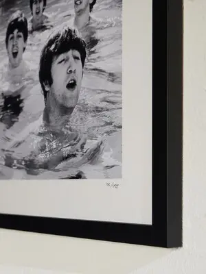 SONIC EDITIONS Framed 1964 Beatles Taking A Dip Print, 40" X 50&quot - Black