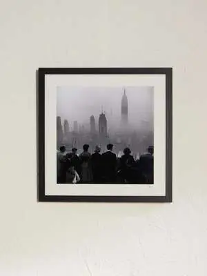 SONIC EDITIONS Framed 1953 Contemplating The Big Apple Print, 40" X 40 - Black