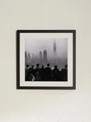 SONIC EDITIONS Framed 1953 Contemplating The Big Apple Print, 40" X 40&quot - Black