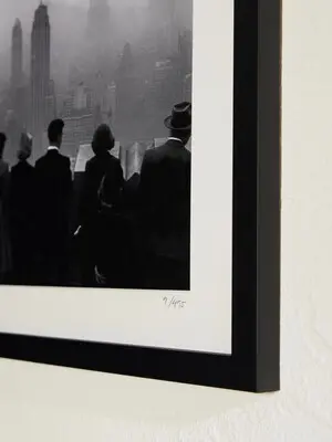 SONIC EDITIONS Framed 1953 Contemplating The Big Apple Print, 40" X 40&quot - Black