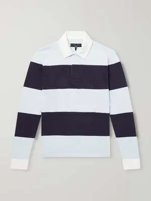 Rag & Bone Striped Cotton-jersey Polo Shirt
