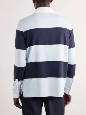 Rag & Bone Striped Cotton-jersey Polo Shirt