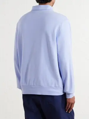 Polo Ralph Lauren Logo-embroidered Cotton-jersey Half-zip Sweatshirt - Blue