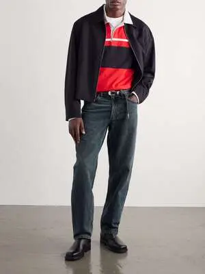 Rag & Bone Striped Cotton-jersey Polo Shirt - Red