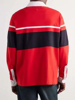 Rag & Bone Striped Cotton-jersey Polo Shirt - Red