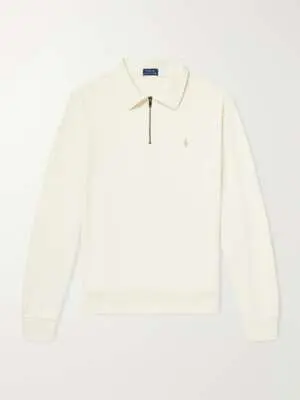 Polo Ralph Lauren Logo-embroidered Cotton-jersey Half-zip Sweatshirt - Ecru