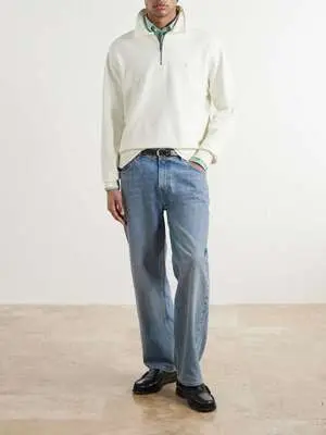 Polo Ralph Lauren Logo-embroidered Cotton-jersey Half-zip Sweatshirt - Ecru
