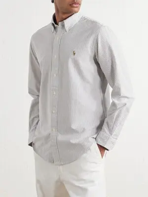 Polo Ralph Lauren Logo-embroidered Striped Cotton Shirt - White