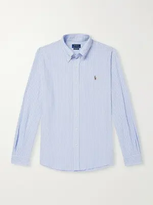 Polo Ralph Lauren Logo-embroidered Striped Cotton Shirt - Blue