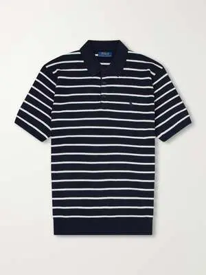 Polo Ralph Lauren Logo-embroidered Striped Ribbed Cotton Polo Shirt