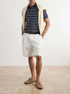 Polo Ralph Lauren Logo-embroidered Striped Ribbed Cotton Polo Shirt
