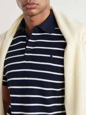 Polo Ralph Lauren Logo-embroidered Striped Ribbed Cotton Polo Shirt