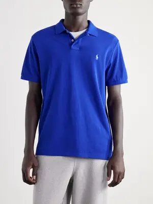 Polo Ralph Lauren Logo-embroidered Cotton-pique Polo Shirt - Blue