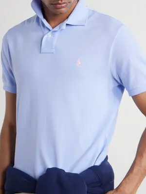 Polo Ralph Lauren Logo-embroidered Cotton Polo Shirt - Blue