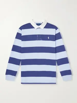 Polo Ralph Lauren Logo-embroidered Striped Cotton-jersey Polo Sweater